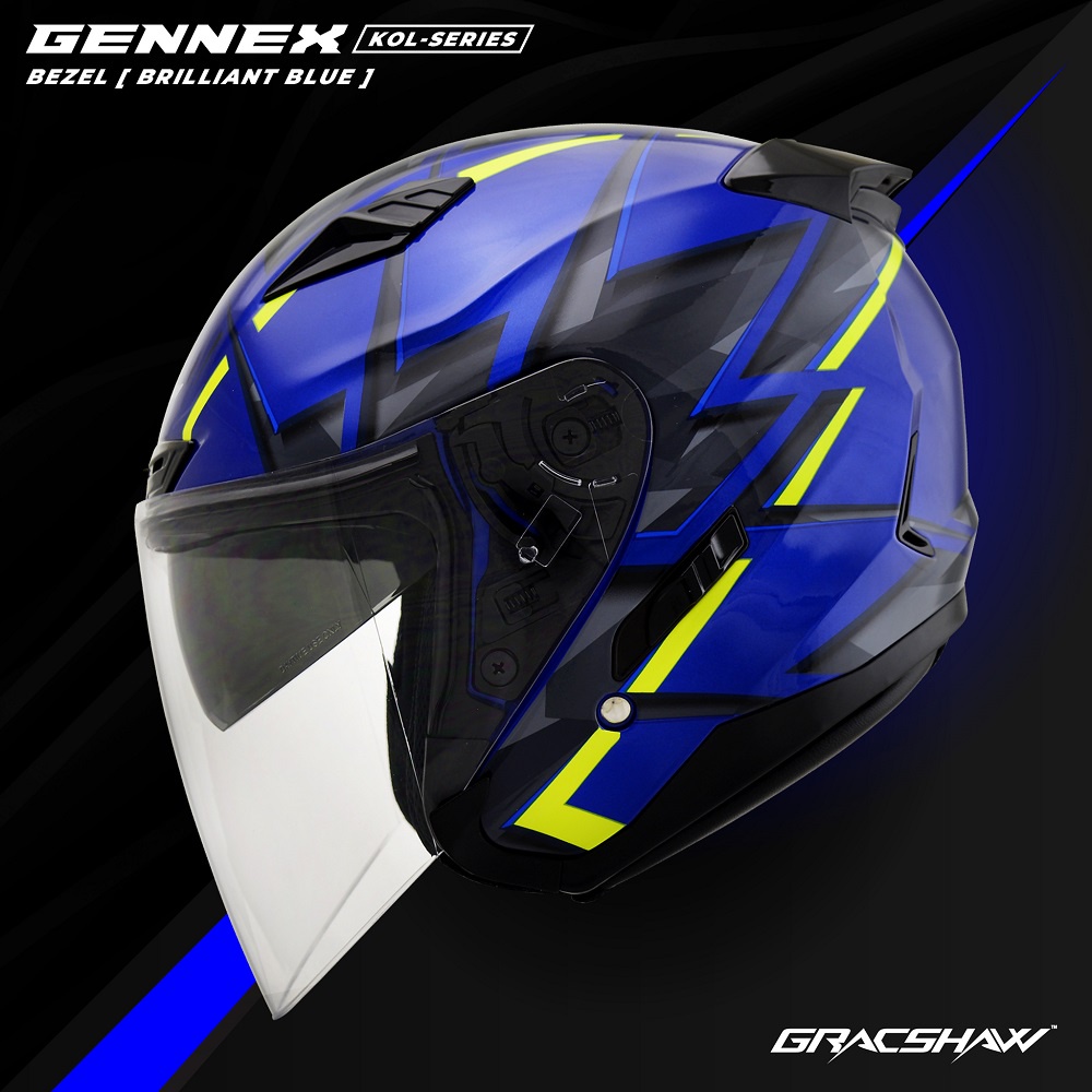 GRACSHAW GENNEX G535 KOL SERIES HELMET BEZEL DOUBLE VISOR HELMET YAMAHA ...