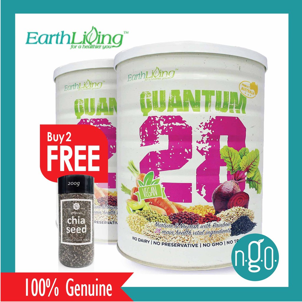 [FREE CHIA SEED] Earth Living Quantum 28 (850g/tin)x2 FOC Chia Seed ...