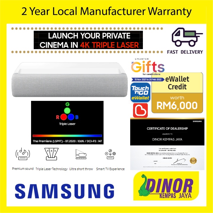 Samsung LSP9T The Premiere Smart 4K UHD Ultra-short throw Triple laser ...