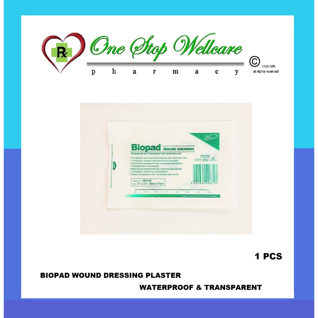 BIOPAD WOUND DRESSING WATERPROOF & TRANSPARENT PLASTER 1'S | Shopee ...
