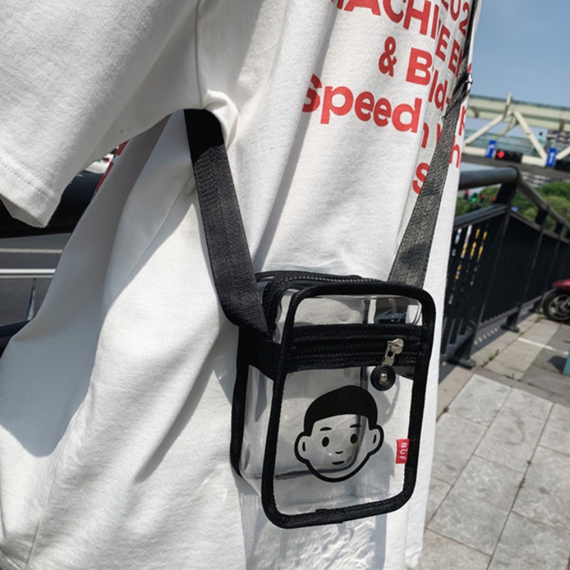Ulzzang Men's Waterproof Pvc Transparent Bag Fashion Phone Bag Sling ...