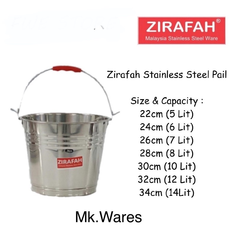 Mk.wares(0032)HIGH QUALITY STAINLESS STEEL MULTIPURPOSE WATER PAIL 22 ...