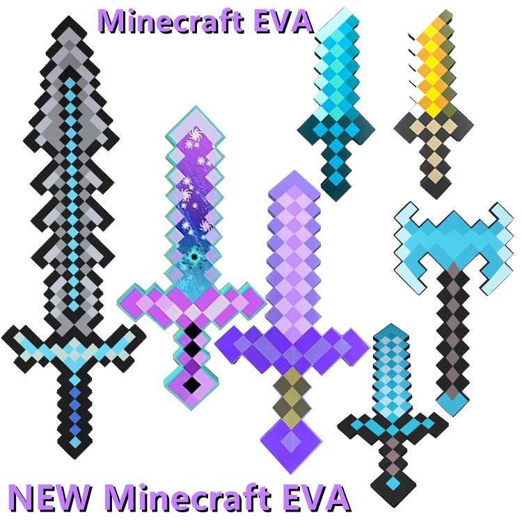 Minecraft Eva Foam Diamond Pickaxe Hamaxe Game Model Toy Kids Gift ...