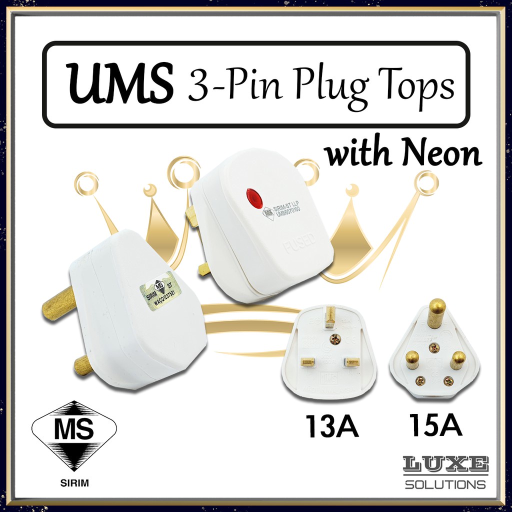 [SIRIM] UMS PLUG TOP 13A/15A/13A w/ Neon Fused Sirim Approved | Shopee ...
