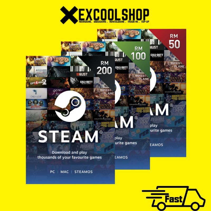 🔥EXCOOLSHOP🔥Steam Wallet Gift Card Code Pin Malaysia（MY）Rm40 Rm48 Rm50 Rm80 Rm100 Rm160 Rm200 ...