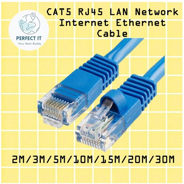 2M/3M/5M/10M/15M/20M/30M Patch Cord CAT 5 RJ45 LAN Network Internet Ethernet Cable | Shopee Malaysia