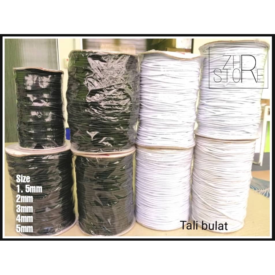 TALI GETAH BULAT JUAL METER SAIZ 1.5M , 2MM, 3MM, 4MM, DAN 5MM | Shopee ...