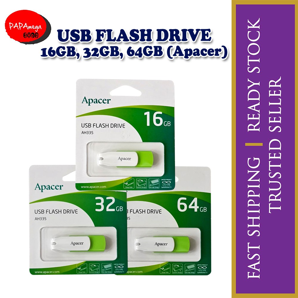 Apacer AH335 USB 2.0 FLASH DRIVE (16GB, 32GB, 64GB) | Shopee Malaysia