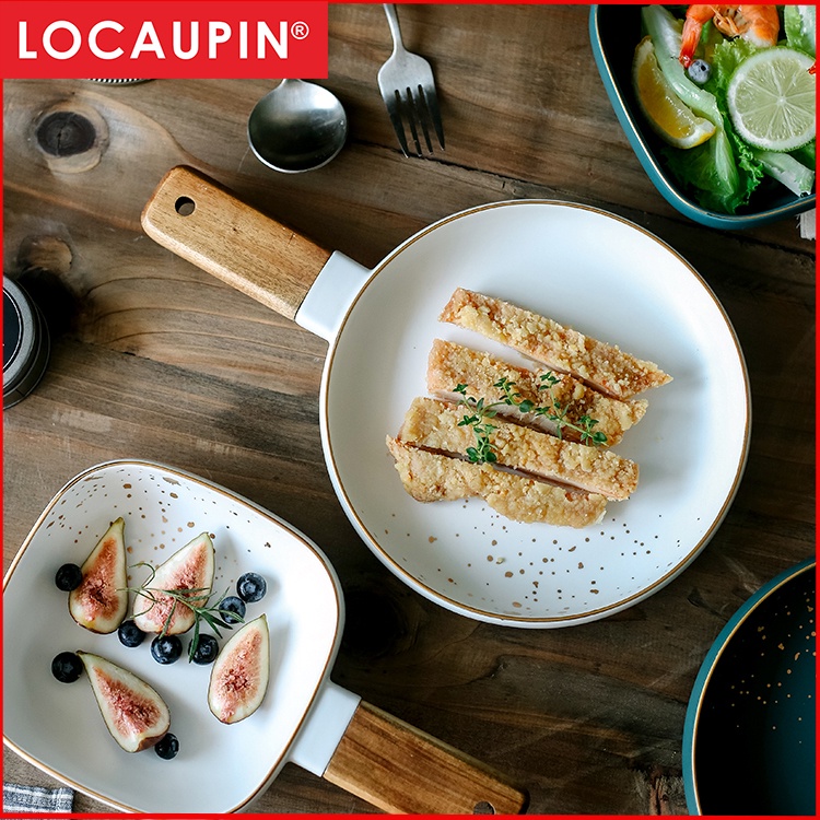 Locaupin Ceramic Serving Plates With Handle Unique Circular Dinner ...