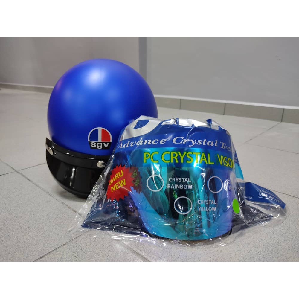 SGV 99 TRENDY OPEN FACE HELMET WITH VISOR BIKKO CRYSTAL (BLUE COLOR ...