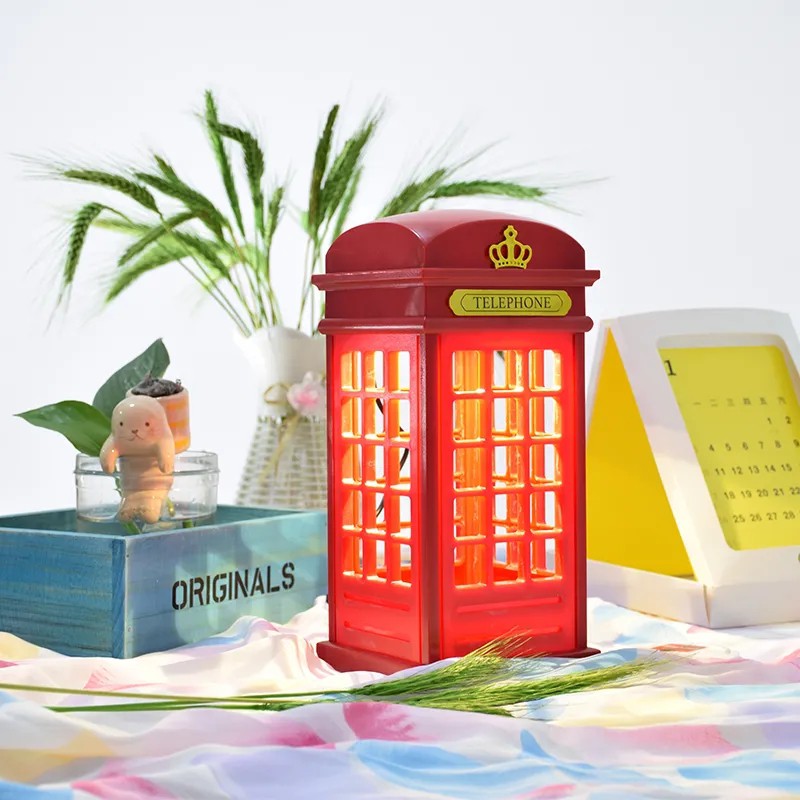 Classic LED Table Lamp Creative Retro Time Classic Phone Booth | Shopee ...
