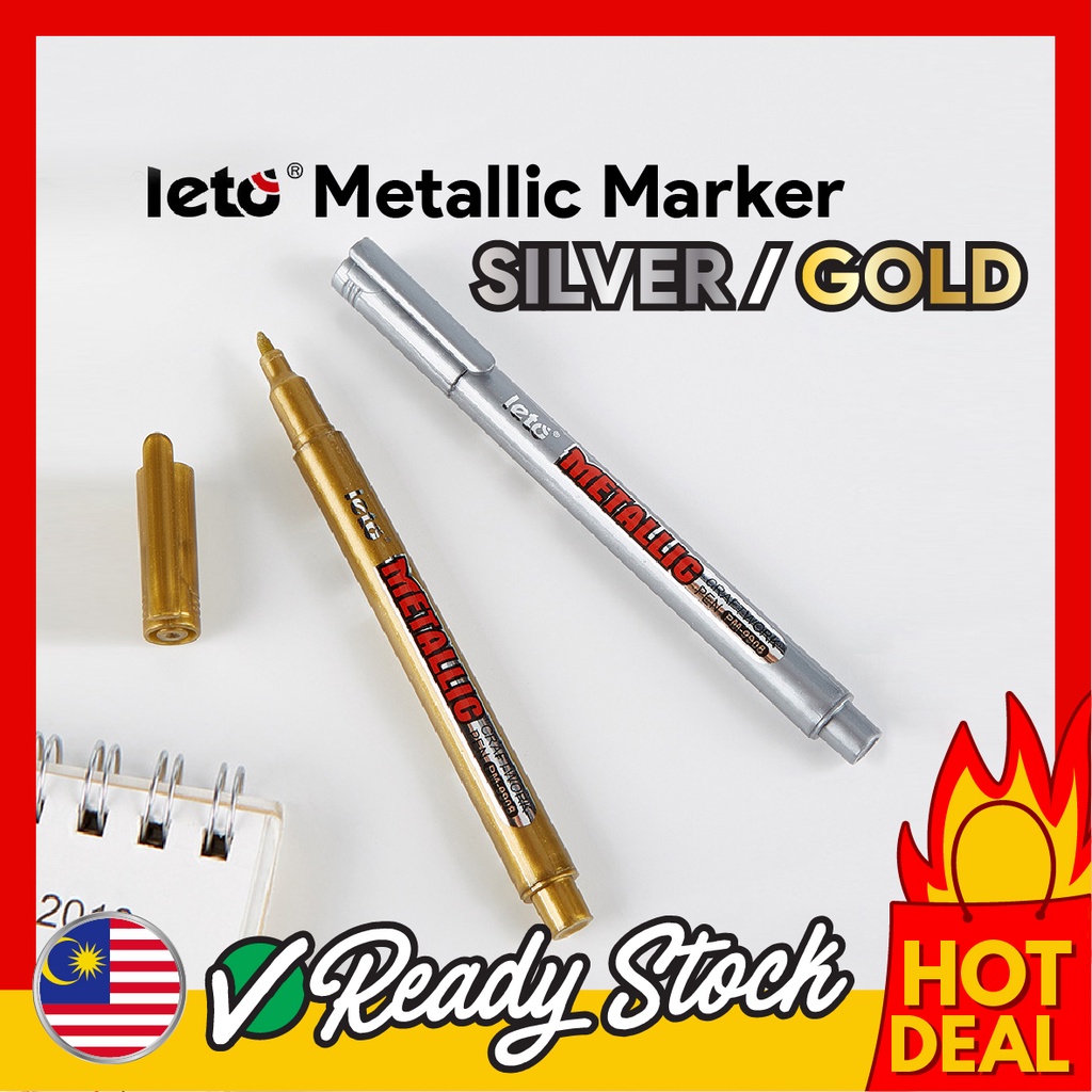 Leto Metallic Gold & Silver Craftwork Pen for DIY Scrapbooking, Crafts ...
