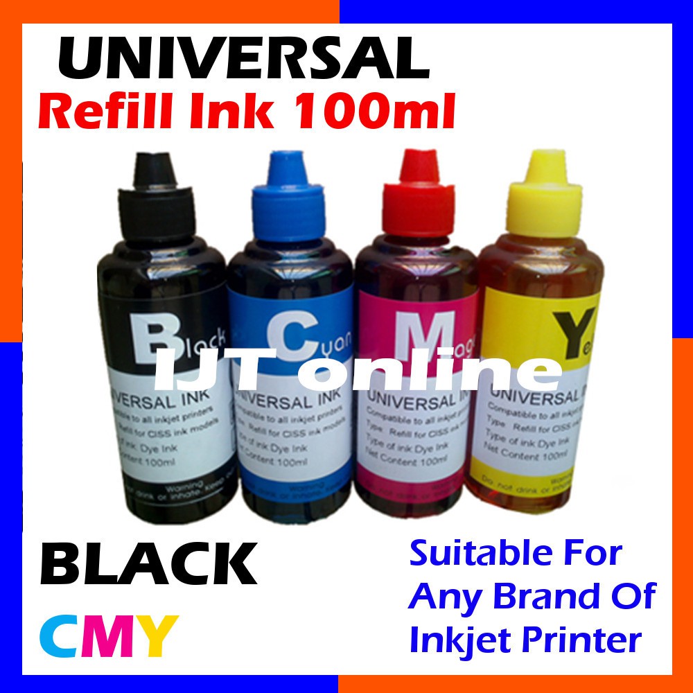 Universal Inkjet Printer Refill Ink 100ml Black / Cyan / Magenta ...