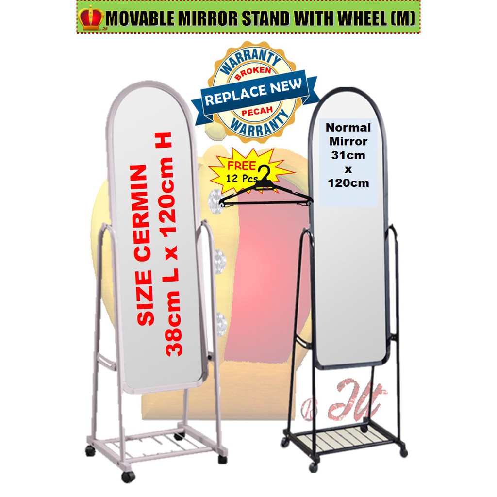 (M) MOVABLE STANDING MIRROR WITH WHEEL MIRROR STAND SIZE M CERMIN ...