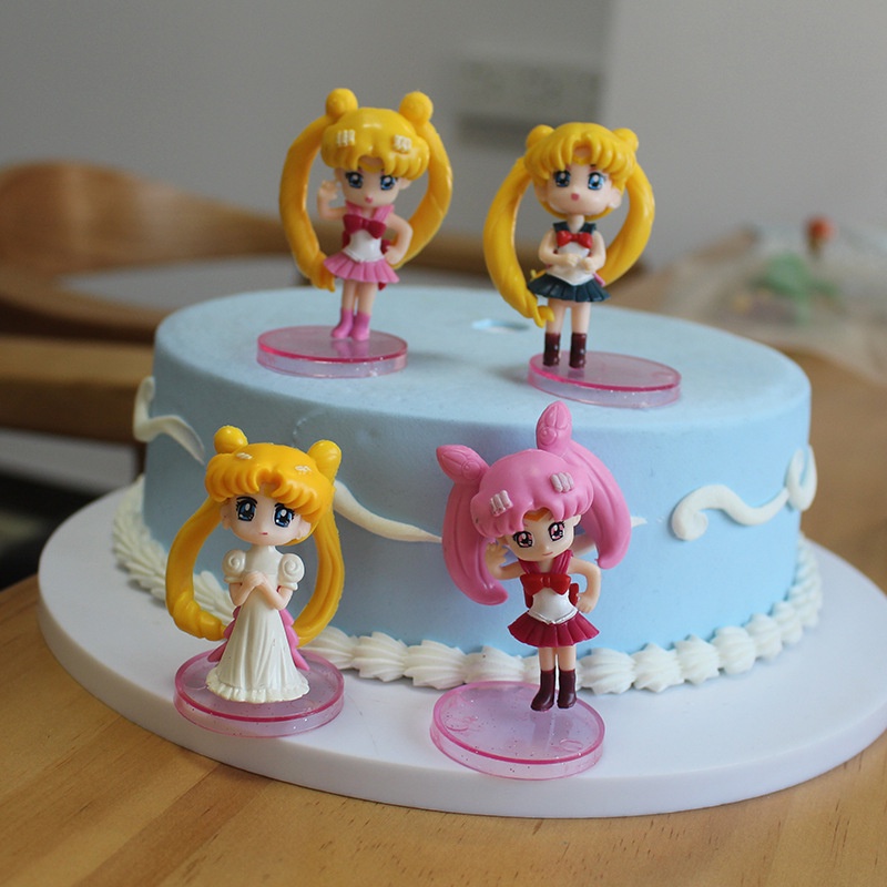 Cake Topper 4Pcs Sailor moon cake decoration dolls cartoon topper ...