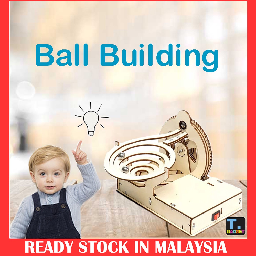 DIY Wooden 3D Puzzle Educational Toy STEM Toy Track Ball Children ...