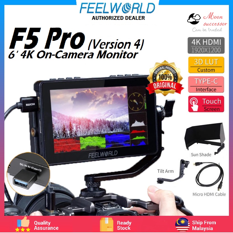 New Feelworld F5 Pro V4 F5Pro 6Inch DSLR Camera Field Monitor 4K HDMI ...