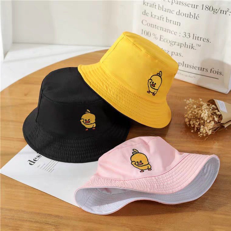 Bucket Hat 2 Sided Embroidered Cute Khaki Thick Icon (Various Patterns ...
