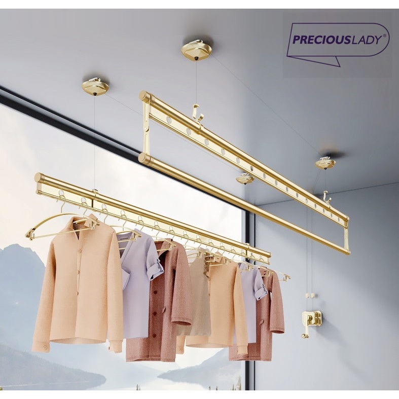 [Precious Lady] PL03 Aluminium Alloy Hand Lift Clothes Hanger Rack ...