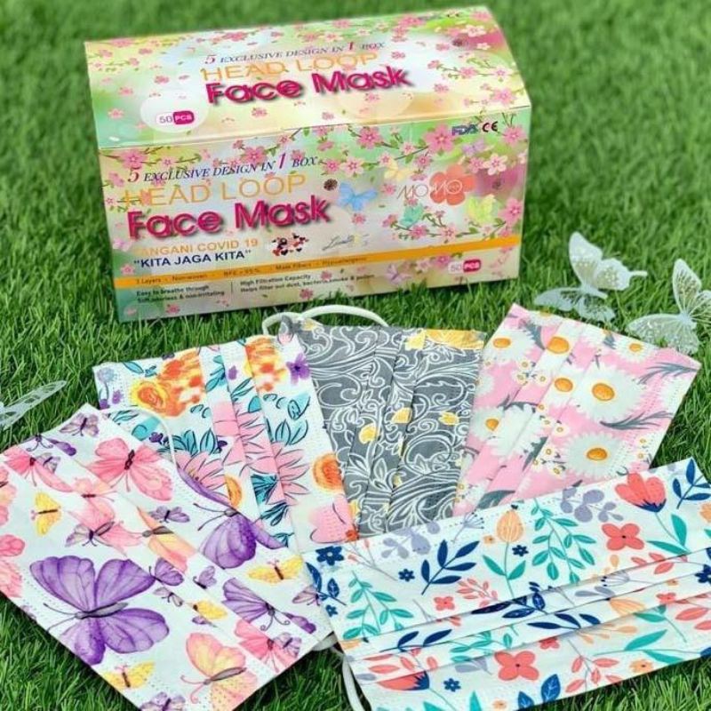 Floral Printed Face Mask (head loop for hijabis) | Shopee Malaysia