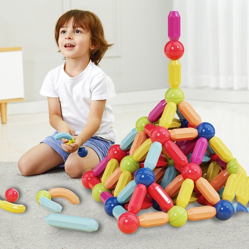 Kids Magnetic Stick Balls Building Toy Blocks High Quality 3D Geometry ...