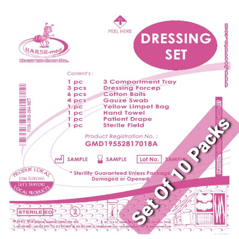 Harsh-Med Woundcare Disposable 364 Dressing set (Set of 10) - 3 ...