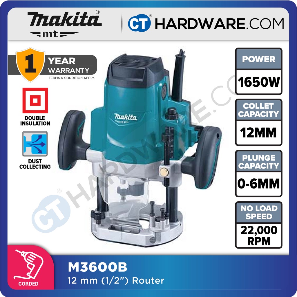 MAKITA MT M3600B ROUTER 1/2" 1650W 22,000RPM | Shopee Malaysia
