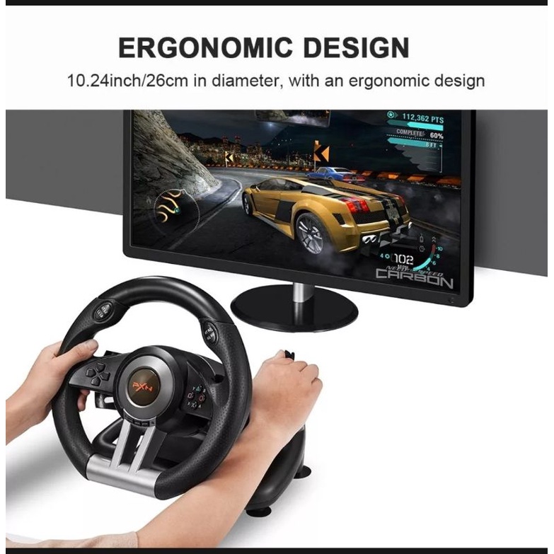 PXN V3 PRO RACING GAME STEERING WHEEL WITH BRAKE Pedal (BLACK) (used ...