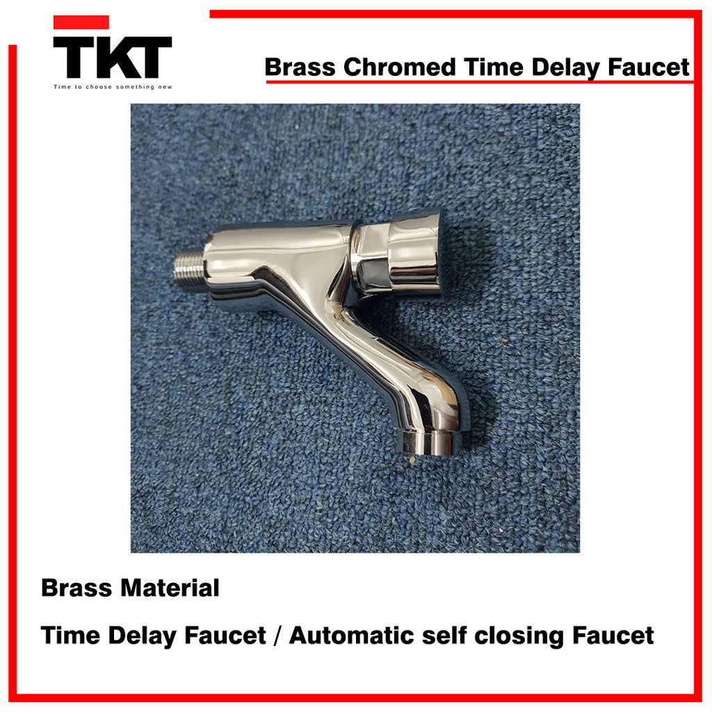 (Ready Stock) TKT Bathroom Premium Brass Water Tap Self Closing Faucet ...