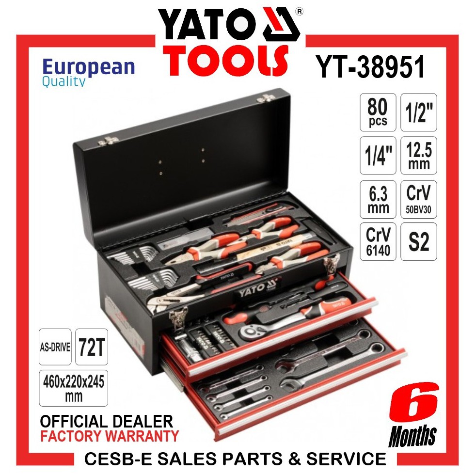 YATO YT-38951 TOOL CABINET WITH 80 PIECES TOOLS TOOL SET | Shopee Malaysia