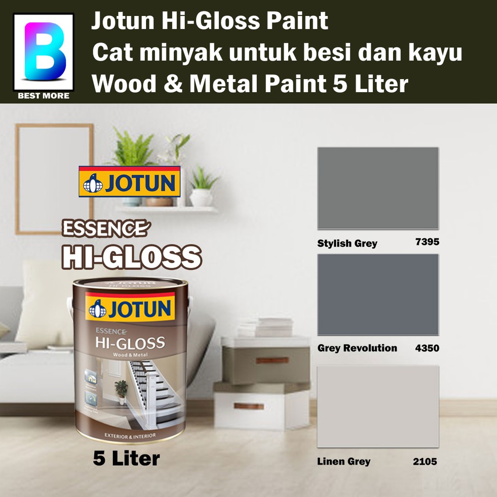 Jotun Hi-Gloss Wood And Metal Paint 5 Liter Stylish Grey 7395 / Grey ...