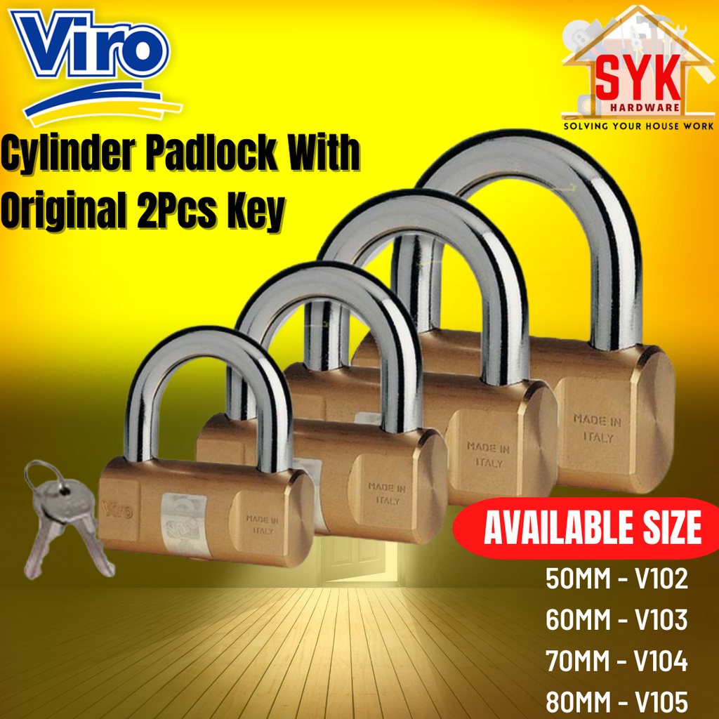 SYK VIRO Cylinder Brass Padlock (50mm/60mm/70mm/80mm) With Original ...