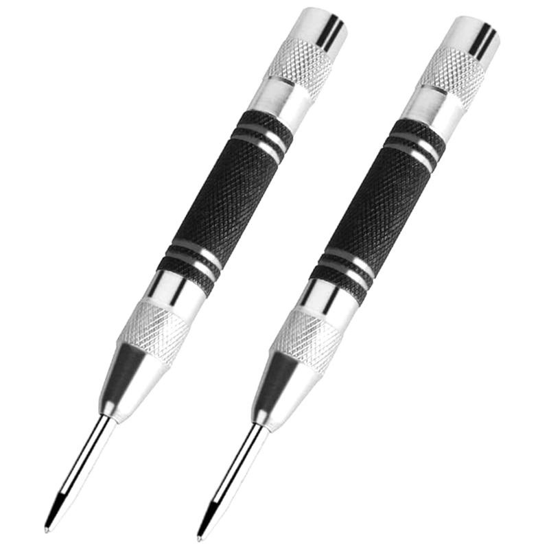 2 Pieces 5 Inch Automatic Center Punch Spring Loaded Drill Adjustable Hole Non-Slip Positioning ...