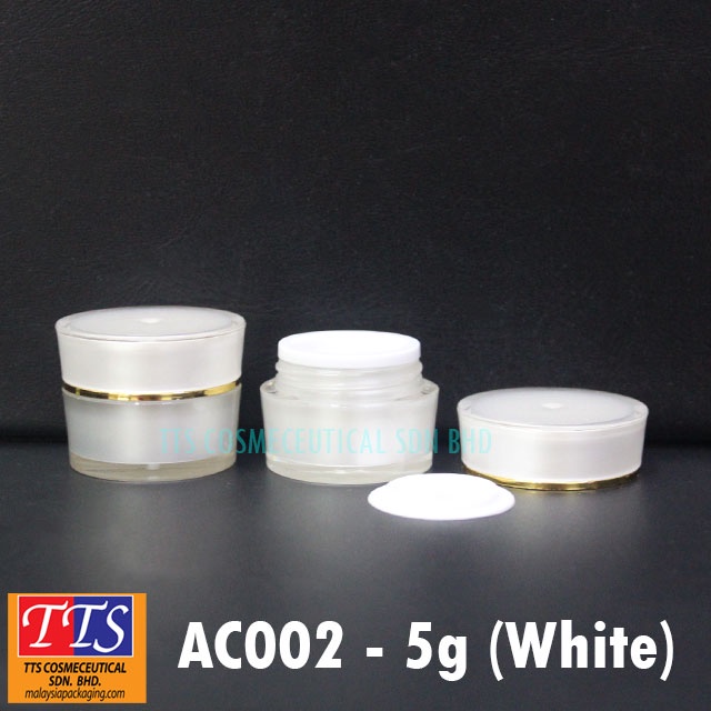 5g White Mini Acrylic Cosmetic Container Cream Jar Botol Bekas Kosmetik ...