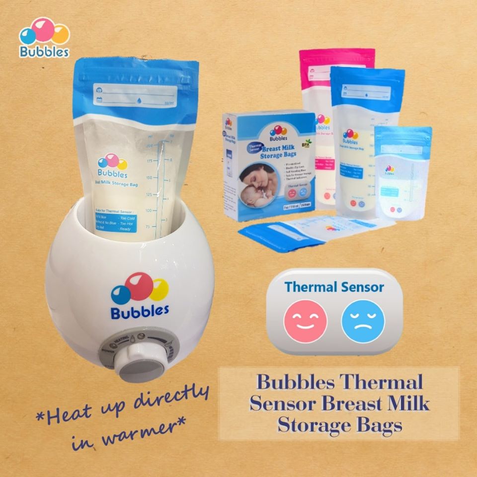 Bubbles Breastmilk Storage Bag 6 Boxes 3.4oz 100ml Thermal Sensor Double Zip Lock Breast Milk ...