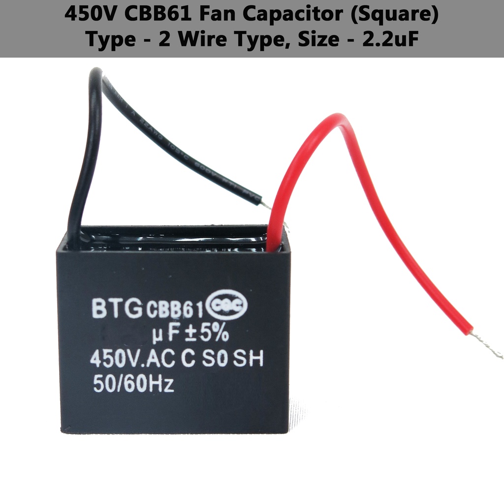 3H 450V CBB61 Kapasitor Kipas Bentuk Petak Fan Capacitor Square (Hitam ...