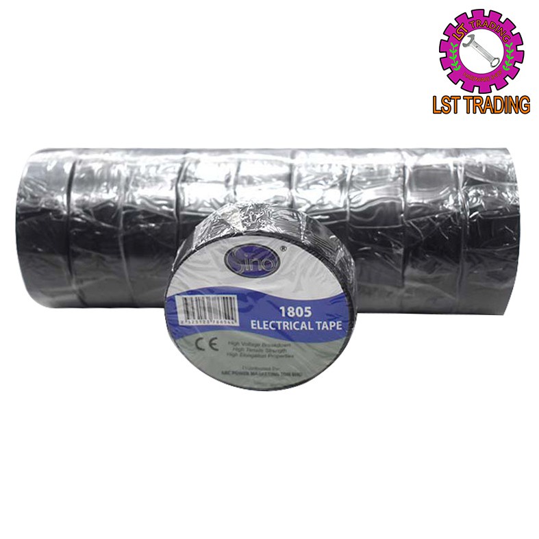 [10 PCS] SINO PVC WIRE TAPE 18MM X 5M (BLACK) 1805 / INSULATION TAPE ...