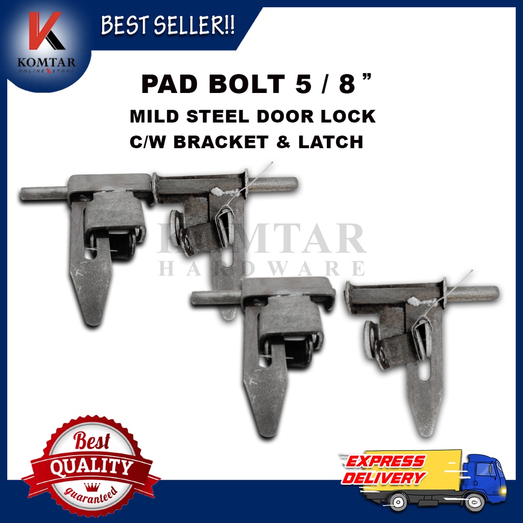 Mild Steel Pad Bolt Bracket and Latch for Steel Door Kunci Pintu Besi 5 ...