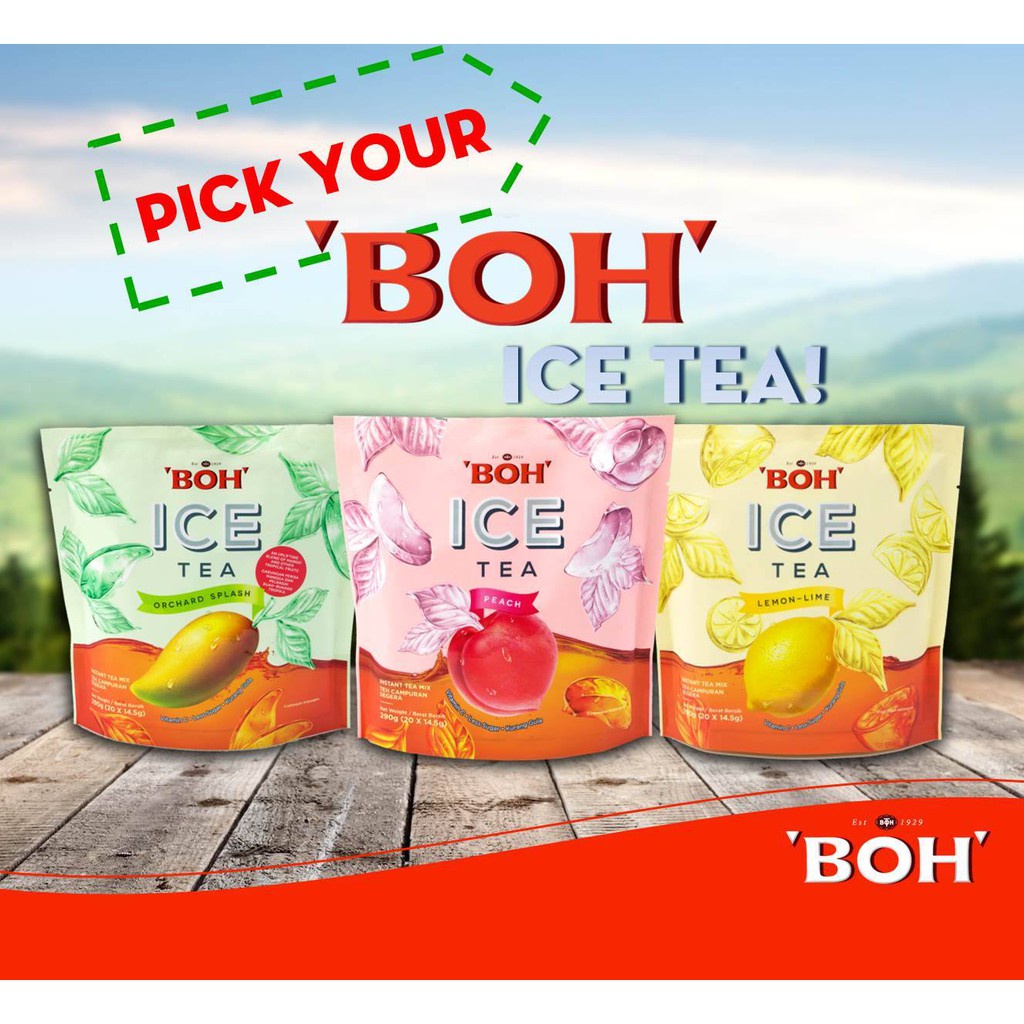BOH Ice Tea (20's X 14.5gm) Lemon Lime / Orchard Sprash / Peach ...