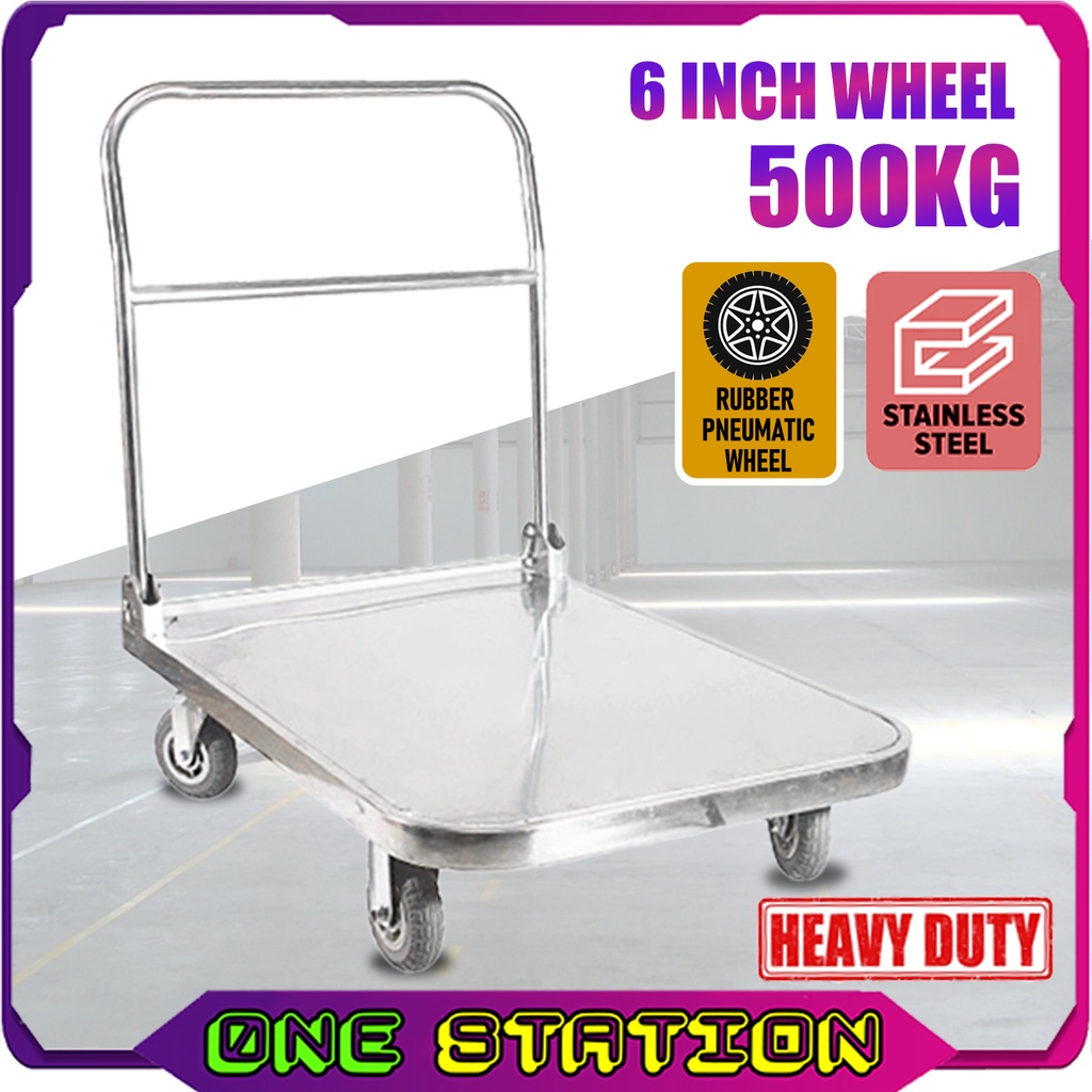 500kg STAINLESS STEEL FOLDABLE TROLLEY Platform Hand Truck Trolley ...