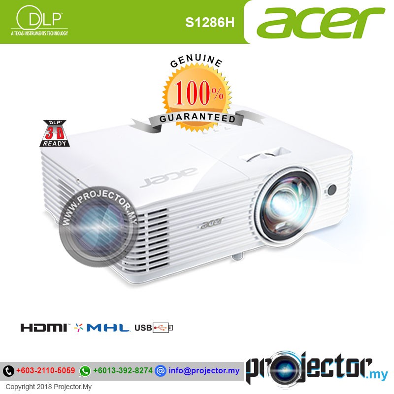Acer Short Throw Projector S1286H XGA 3500 Lumens | S1386WH WXGA 3600 ...