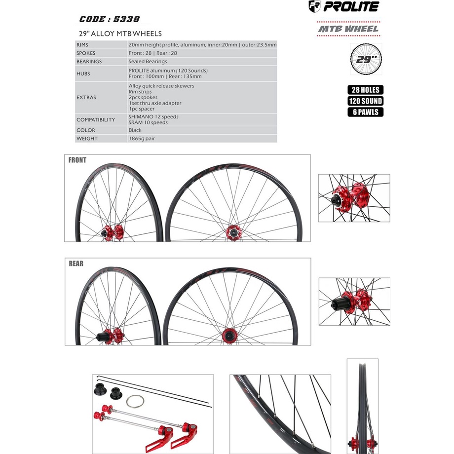 PROLITE 29ER MTB WHEELSET(5338) | Shopee Malaysia
