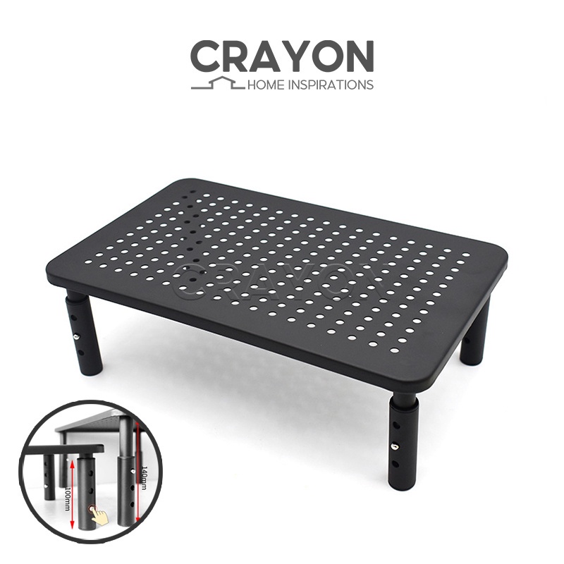 3 Height Adjustable Monitor Stand Ergonomic Metal Riser With Mesh ...