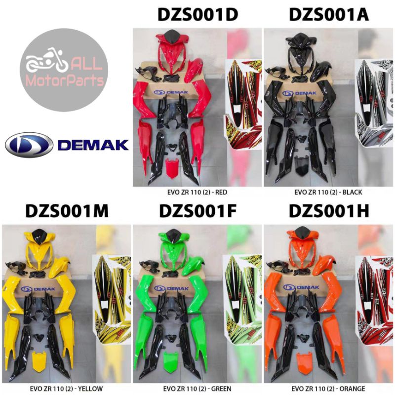 [FREE STICKER] DEMAK EVO-ZR 110 (2) BLACK RED GREEN ORANGE YELLOW COVER SET WITH BUBBLE WRAP ...