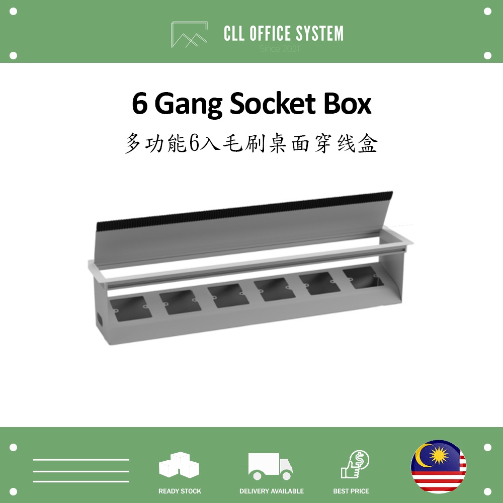 [READY STOCK] 6 Gang Flipper Box Cable Management Socket Box Table Plug ...