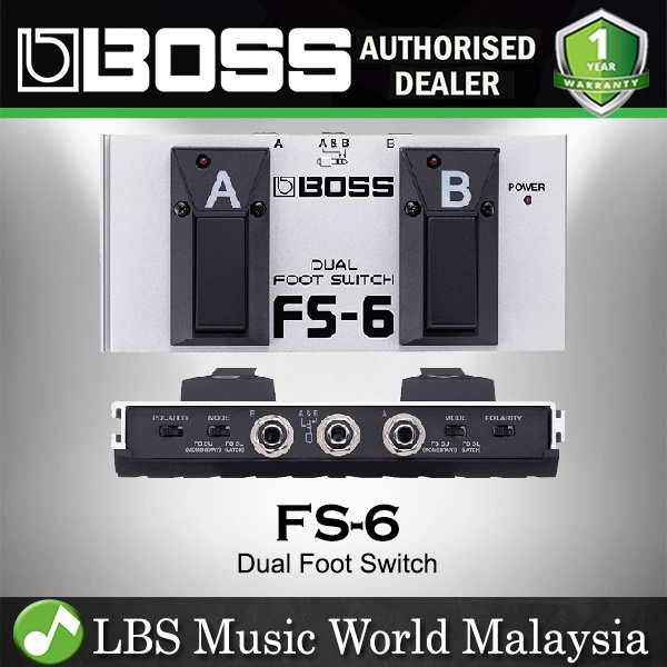 Boss FS-6 Dual Footswitch for Dual Momentary Latching Foot Switch (FS6 ...