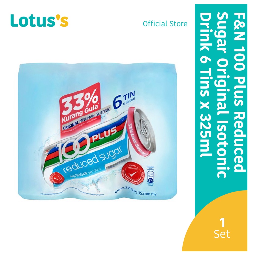 F&N 100 Plus Reduced Sugar Original Isotonic Drink 6 Tins x 325ml | Shopee Malaysia
