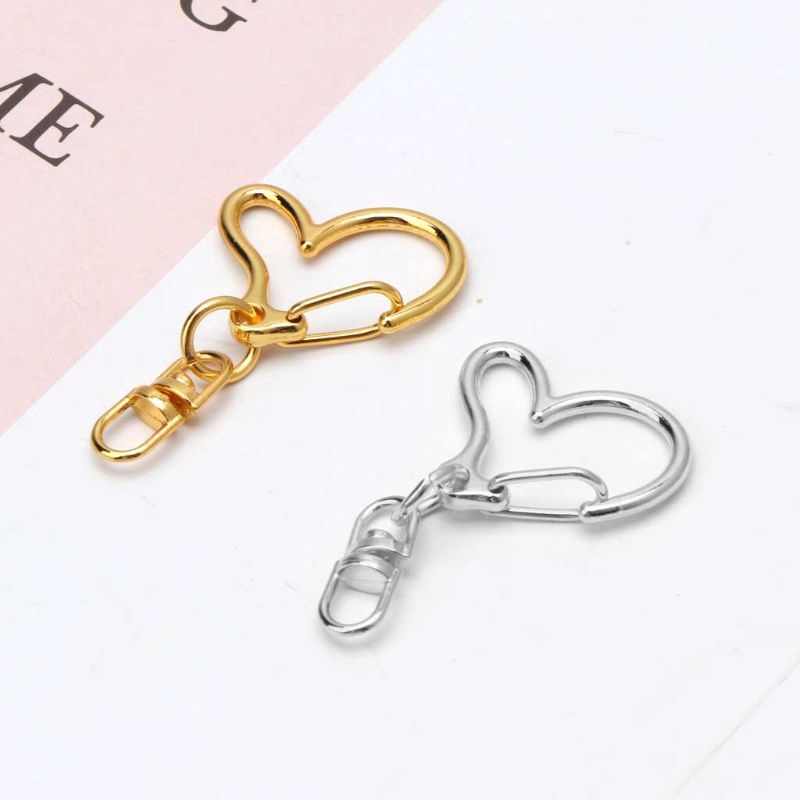 AMOS 10Pcs DIY Metal Heart Keychain Trinket Swivel Lobster KeyRing ...
