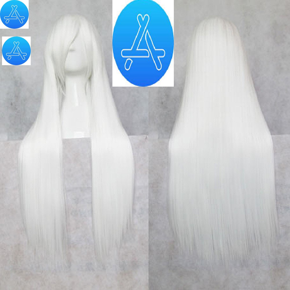 rambut palsu paling panjang lurus warna putih untuk perempuan wanita ...