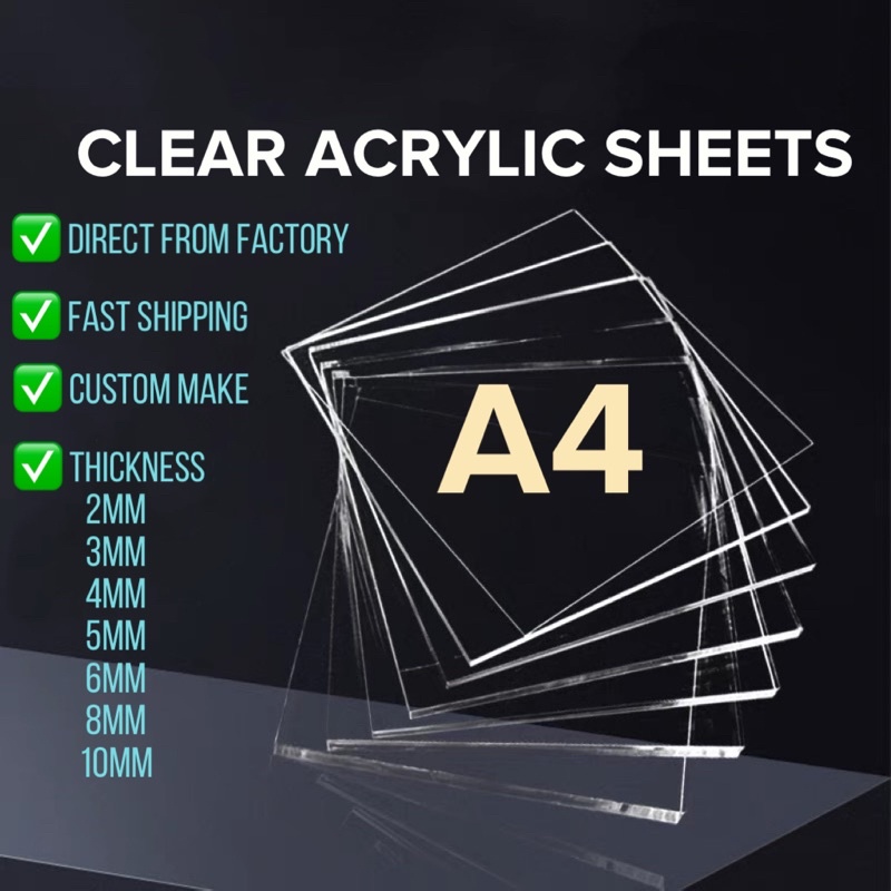 Acrylic Sheet A4 Size ( 210mm width x 297mm length) | Shopee Malaysia